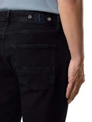 Stone Island Slim Fit Jeans With Compass Logo - Black