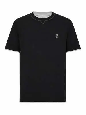 Brunello Cucinelli Cotton T-shirt With Front Logo And Contrasting Trim