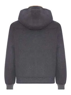 Brunello Cucinelli Wool And Shearling Hooded Bomber Jacket - Multicolor
