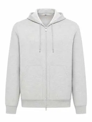 Brunello Cucinelli Double Cotton, Cashmere And Silk Sweatshirt With Zip And Hood - Gray