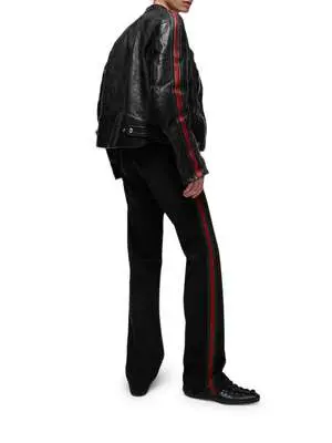 Gucci Buffalo Leather Bomber Jacket With Webbing