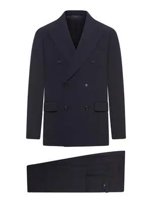 Giorgio Armani Royal Line Double Breasted Suit In Canneté Crepe Wool - Brown