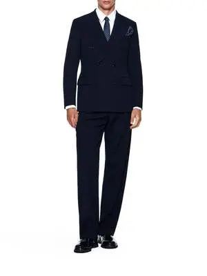 Giorgio Armani Royal Line Double Breasted Suit In Canneté Crepe Wool - Brown