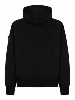 Stone Island Cotton Zip-up Hoodie With Detachable Badge