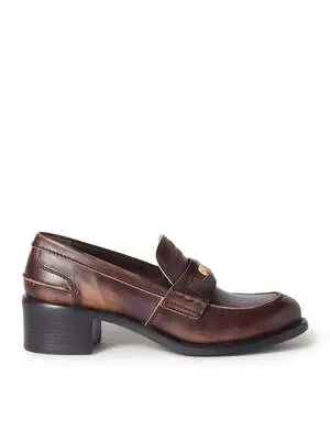 Miu Miu Deco Calfskin Heeled Loafers - Multicolor