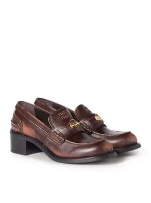 Miu Miu Deco Calfskin Heeled Loafers - Multicolor