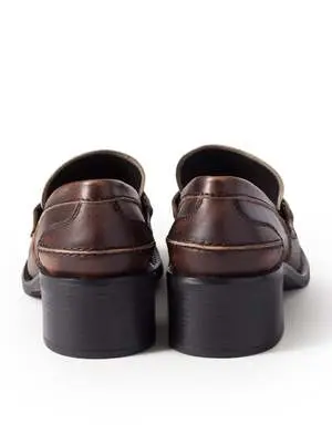 Miu Miu Deco Calfskin Heeled Loafers - Multicolor