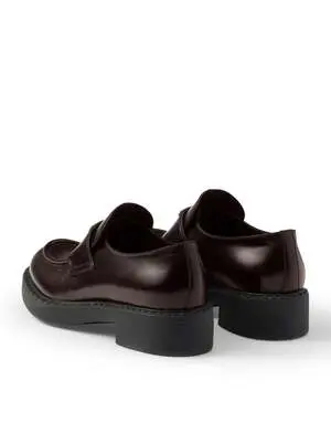 Prada Brushed Leather Loafers With Logo