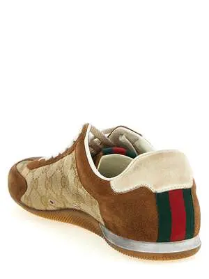 Gucci Shift Gg Fabric And Suede Sneakers