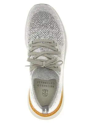 Brunello Cucinelli Knitted Lace-up Sneakers - Gray
