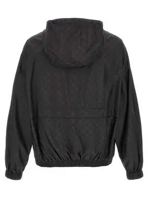 Gucci Gg Jacquard Nylon Anorak With High Neck And Zip Closure