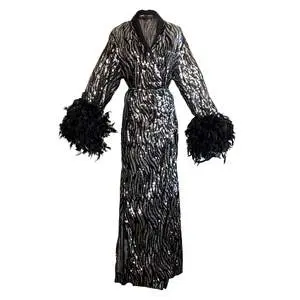 JENNAFER GRACE Marlene Wrap Dress In Champagne Noir - Black