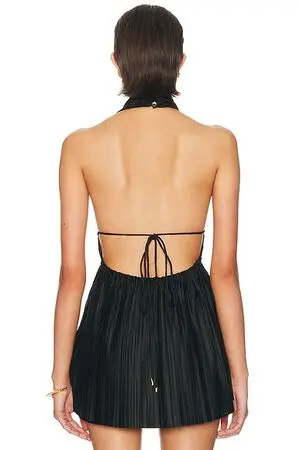 Cult Gaia Halter Neck Plissé Top With Gold-tone Clasp
