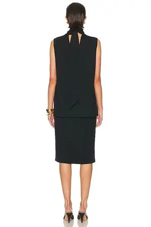 Brandon Maxwell Noa Mock Neck Sleeveless Dress