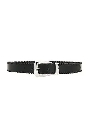 Khaite Benny Whipstitch Leather Belt - Black