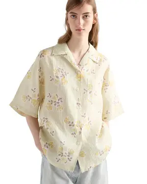 Prada Floral Print Linen Shirt