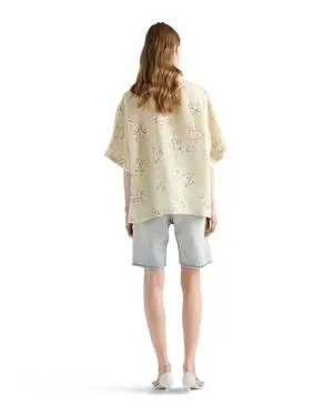 Prada Floral Print Linen Shirt