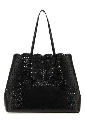 Alaïa Leather Mina 37 Shopping Bag - Black