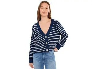 Eberjey Coastal Cotton Cardigan Jumpsuit & Rompers One Piece Stripe /almond Heather - Navy