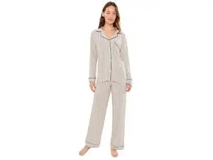 Eberjey Gisele Printed The Long Pj Set Pajama Sets Hourglass Sunbeam/navy - Beige