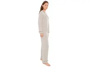 Eberjey Gisele Printed The Long Pj Set Pajama Sets Hourglass Sunbeam/navy - Beige