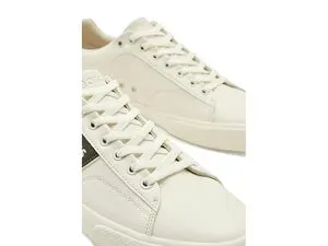 BOSS Aiden Logo Block Leather Low Top Sneakers Shoes Medium Gray - White