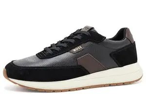 BOSS Vinston Low Profile Leather Sneakers Shoes - Black