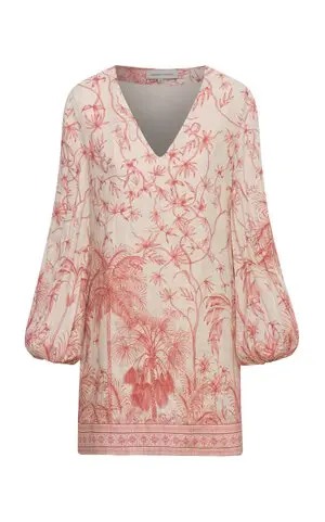 ANDRES OTALORA Flamencos Printed Linen Mini Dress - Print