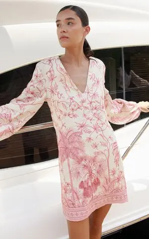 ANDRES OTALORA Flamencos Printed Linen Mini Dress