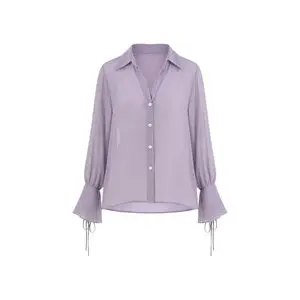 SUN CULTURE Sheer Bow Sleeve Shirt