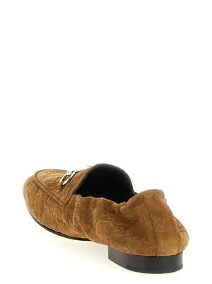 Gucci Gg Embossed Suede Loafers With Metal Clamp - Brown