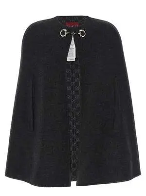 Gucci Wool And Silk Cape With Morsetto Closure - Gray