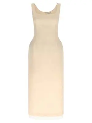 Magda Butrym Midi Dress With Lace Trim - Cream