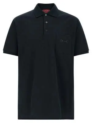 Gucci Morsetto' Embroidery Polo Shirt - Blue