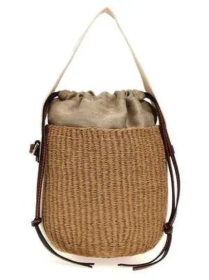 Chloé Woody' Small Straw Bucket Bag - Cream