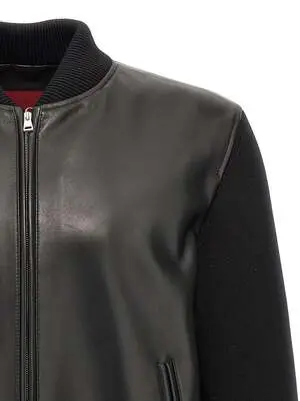 Gucci Bimaterial Nappa And Knitted Bomber Jacket - Black