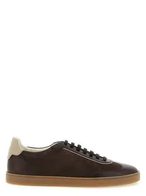 Brunello Cucinelli Suede And Smooth Calf Leather Sneakers - Brown
