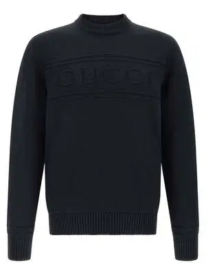 Gucci Cotton Wool Knit Intarsia Sweater - Blue
