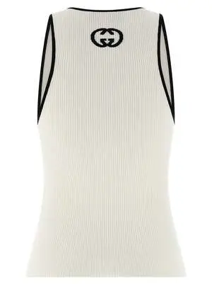 Gucci Ribbed Tank Top With Incrocio Gg Detail - Multicolor