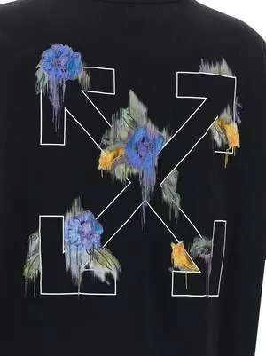 Off-White Arrow Out Flower" Cotton T-shirt - Black