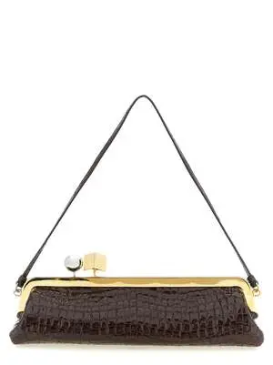 Jacquemus La Pochette Salon Crocodile-effect Leather Clutch - Brown
