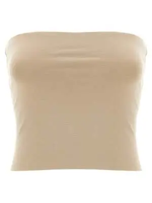 Brunello Cucinelli Off-the-shoulder Stretch Cotton Bandeau Top - Cream
