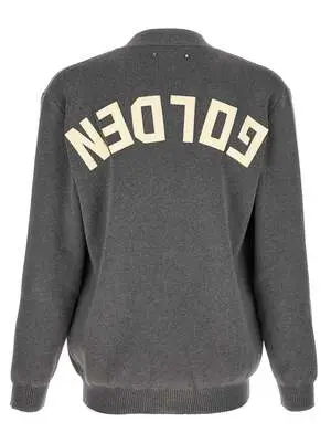 GOLDEN GOOSE Logo Detail Cotton Cardigan - Gray