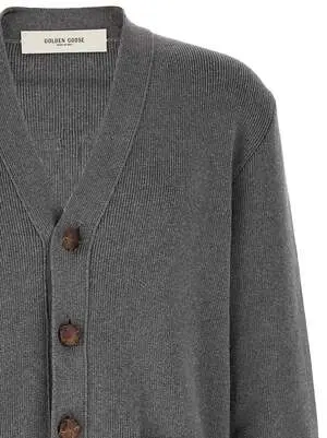 GOLDEN GOOSE Logo Detail Cotton Cardigan - Gray
