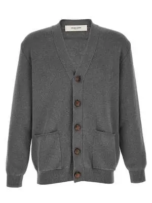 GOLDEN GOOSE Logo Detail Cotton Cardigan - Gray