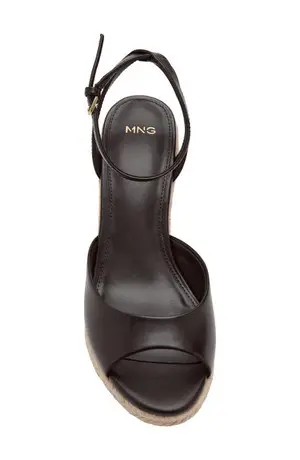 Mango Ankle Strap Open Toe Wedge Espadrille