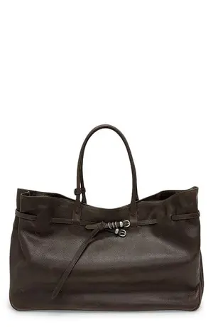 MARGESHERWOOD Grandma Bag Xl Leather Tote - Washed Brown Embossed Pull-up