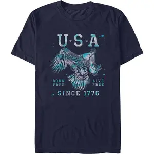 LOST GODS Usa Born And Live Free Short Sleeve Graphic T-shirt - Navy Blue