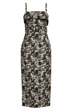 TOCCIN Theodora Belted Midi Dress - Jet/natural