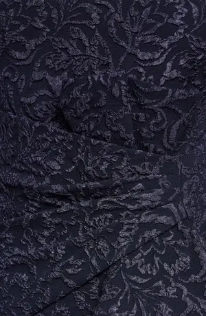 Eliza J Metallic Floral Jacquard Cascade Ruffle Gown
